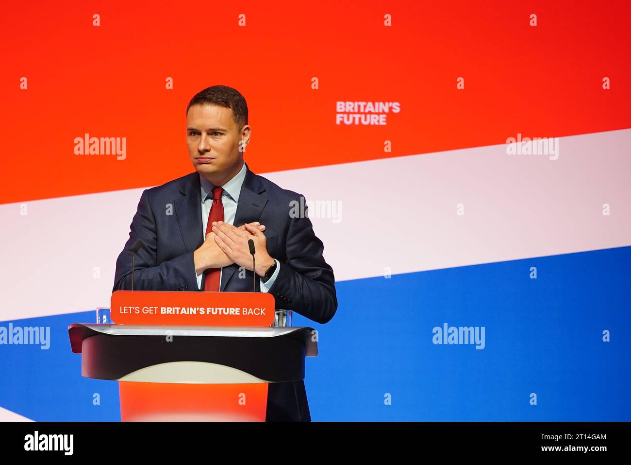 Shadow health secretary Wes Streeting speaking during the Labour Party ...