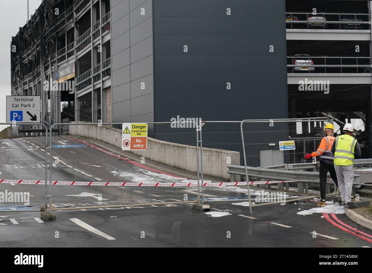 The the scene following a fire at a multi-storey car park at Luton ...