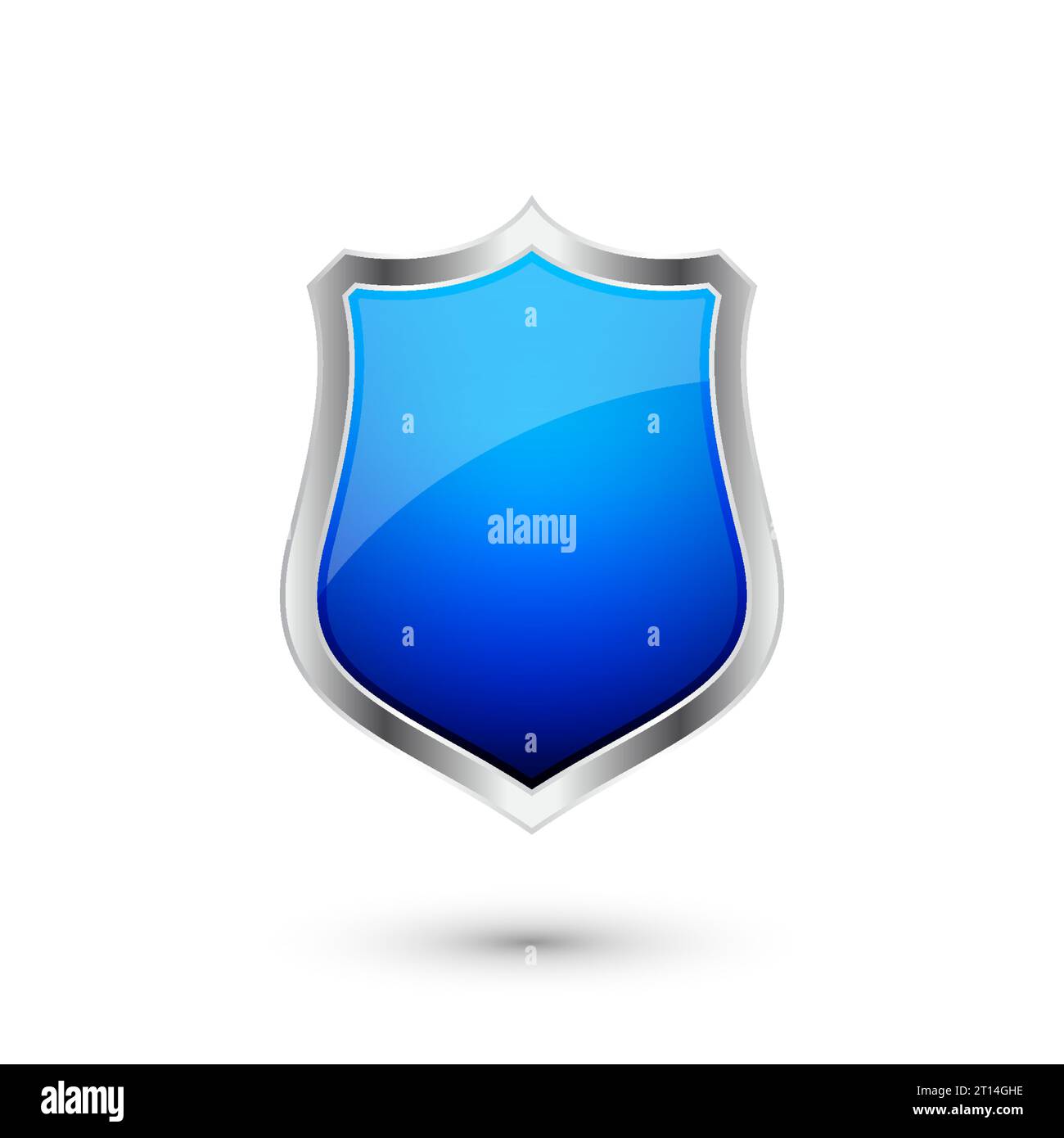 Vintage heraldic 3d shield icon with shiny metal frame. Blue protection ...