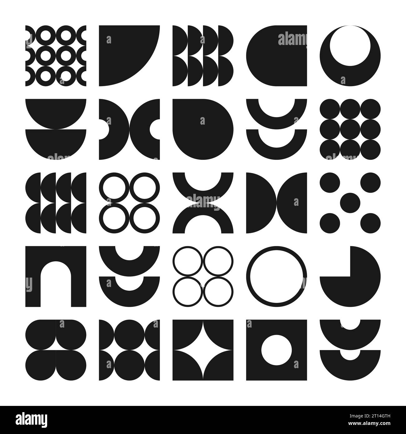 Brutalist geometric shapes, symbols. Simple primitive elements and forms. Bauhaus retro design ...