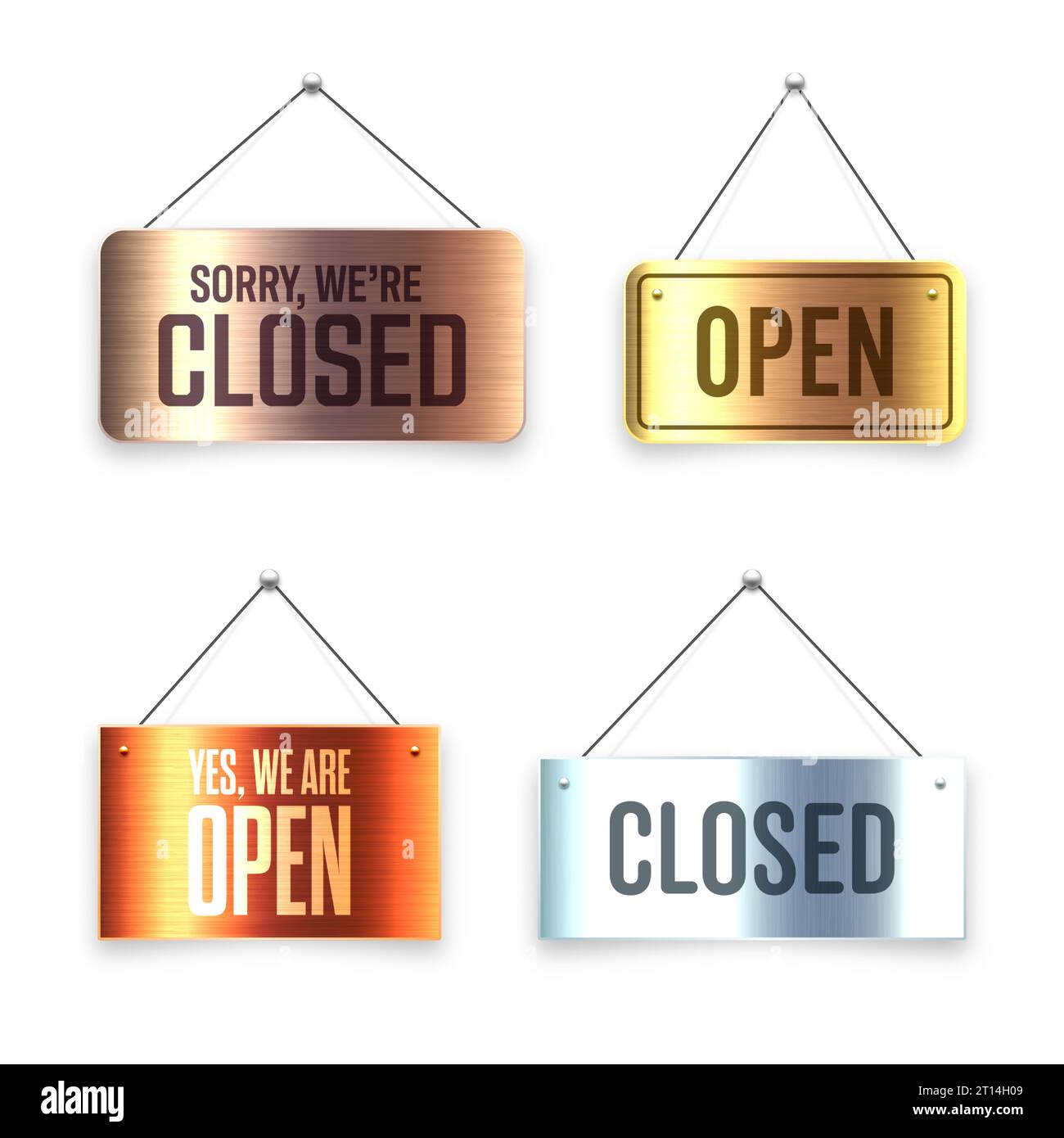 Brushed metal Open and Closed hanging signboards. Vintage door sign for ...
