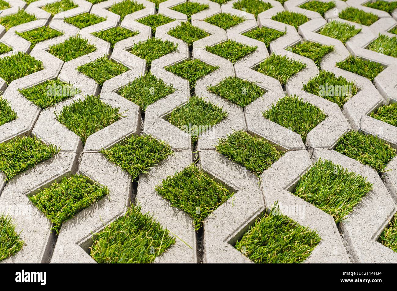 Cobblestone with grass for parking vehicles. Parking with cobblestones ...