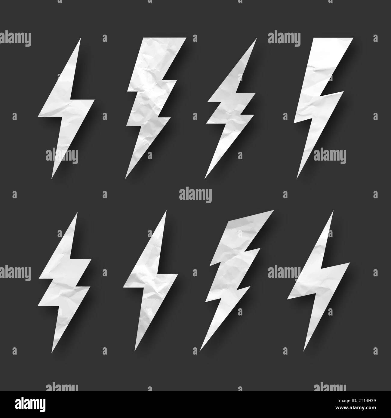 Lightning bolt, crumpled paper texture, cardboard. Flash symbol ...
