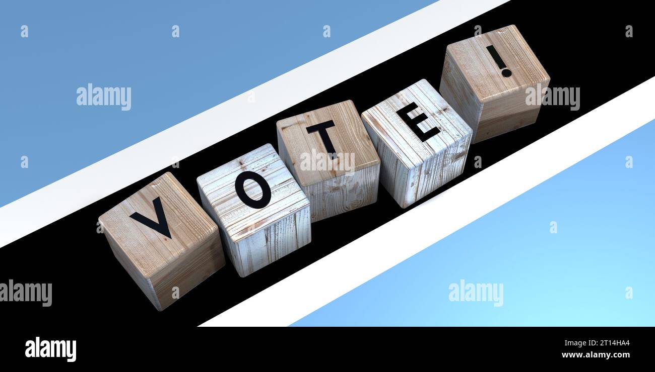 Botswana - vote cube words and national flag - election concept - 3D ...