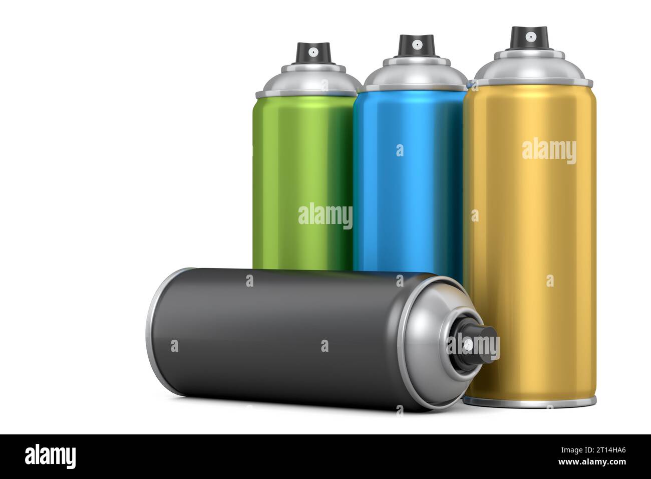 Set of spray paint cans isolated on white background. 3d render spray ...