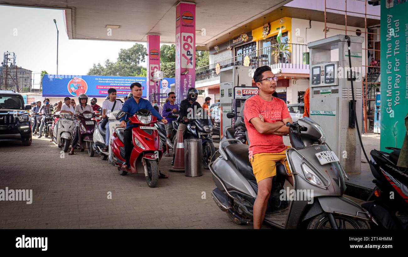 On Oct 11, 2023, Manipur faced long fuel queues due to Tankers ...