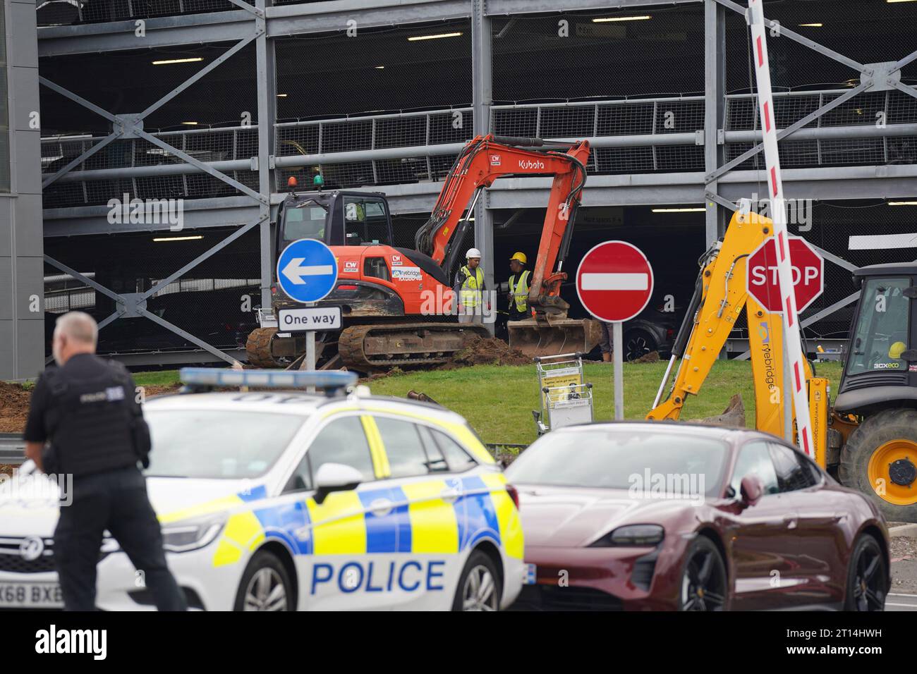 The the scene following a fire at a multi-storey car park at Luton ...