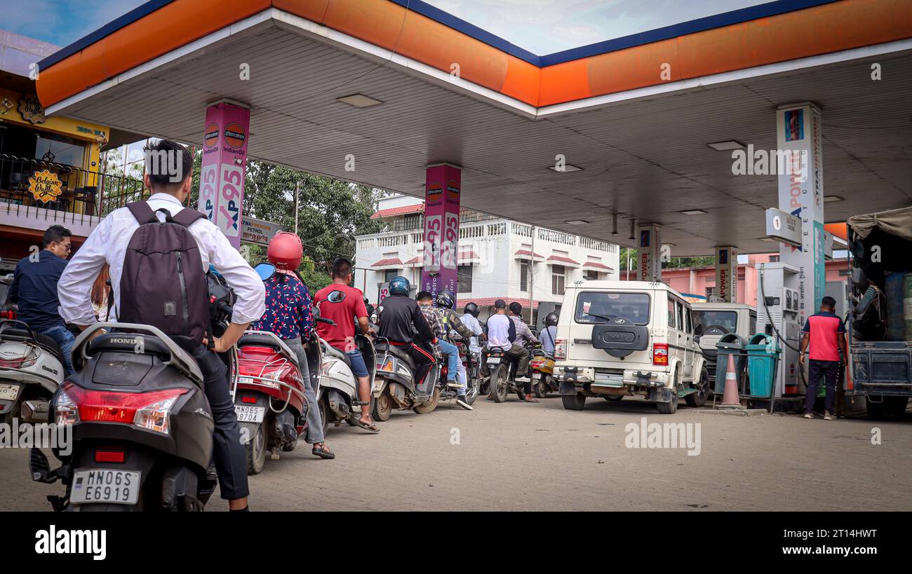 On Oct 11, 2023, Manipur faced long fuel queues due to Tankers ...