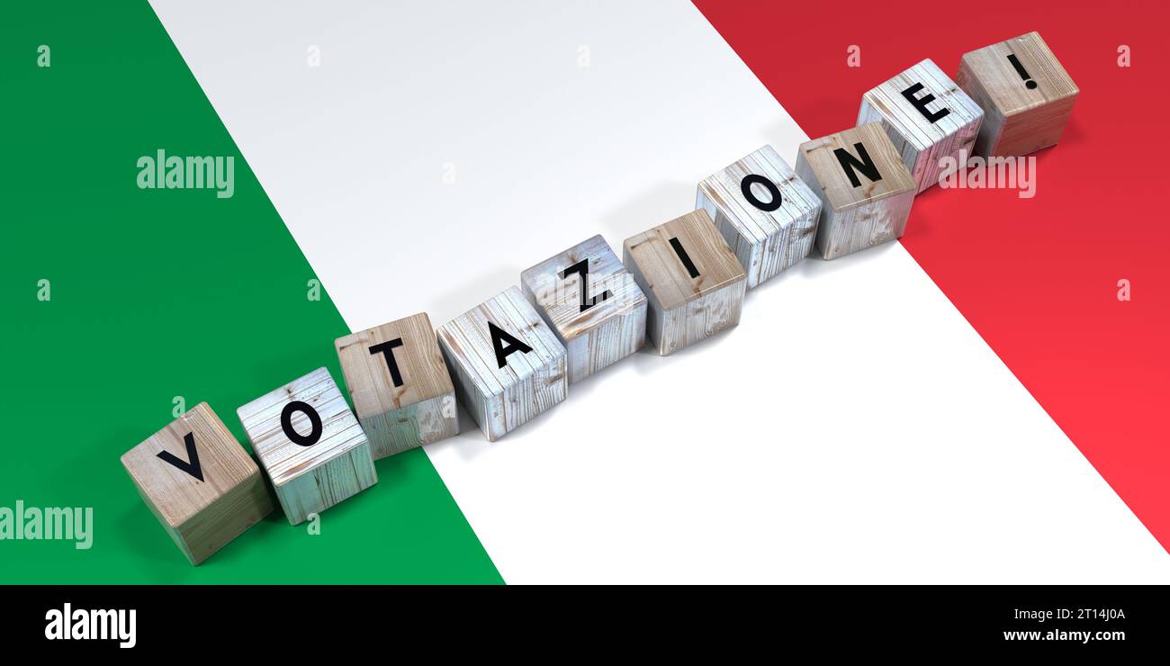 Italy - vote cube words and national flag - election concept - 3D ...
