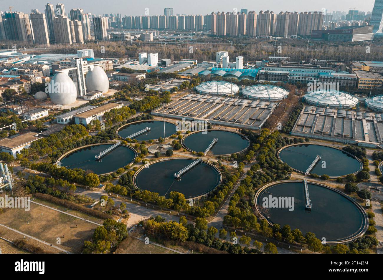 An Aerial view of a sewage treatment plant in Wuhan, China Stock Photo ...