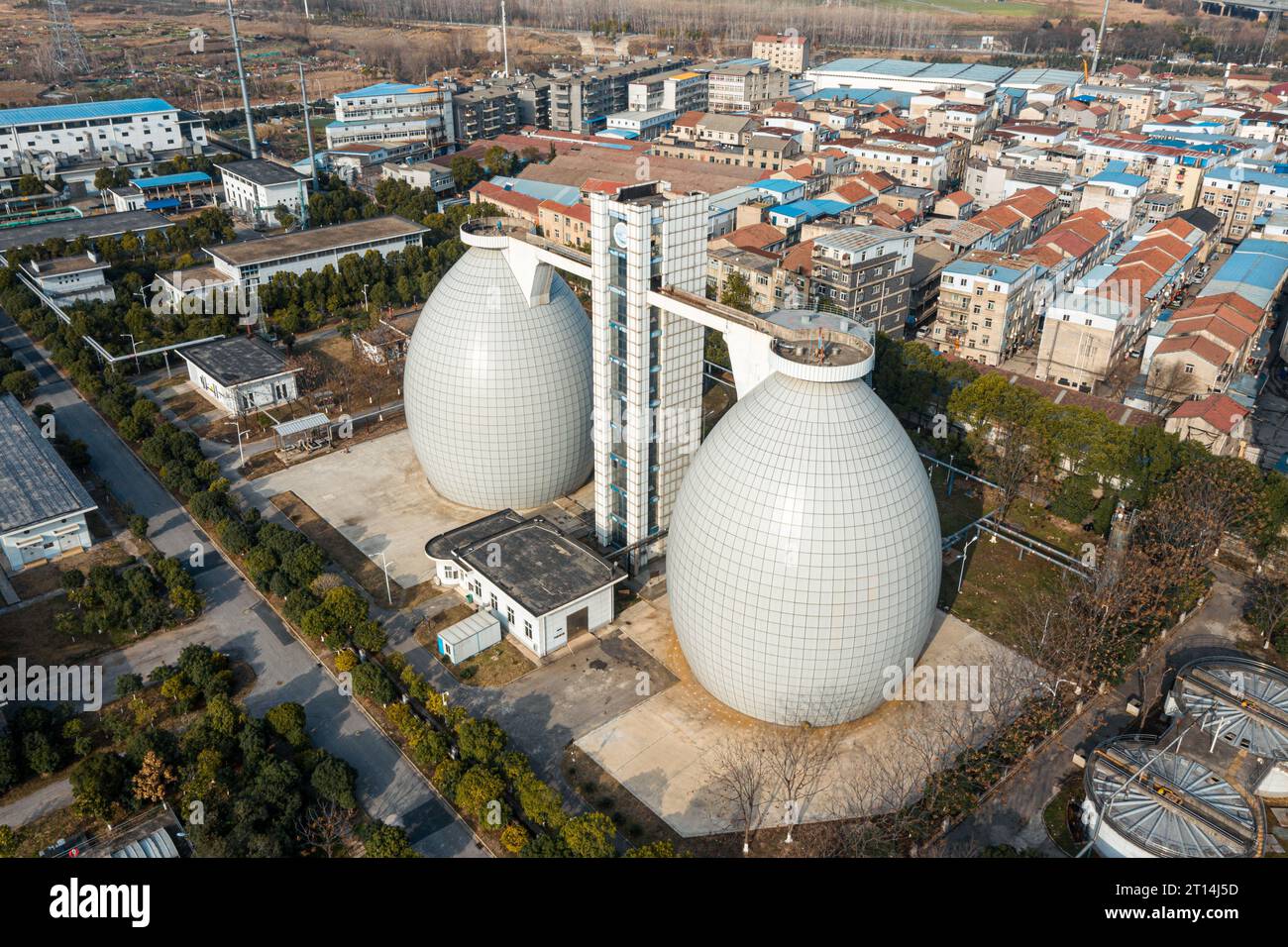 An aerial view of a sewage treatment plant in Wuhan, China Stock Photo ...