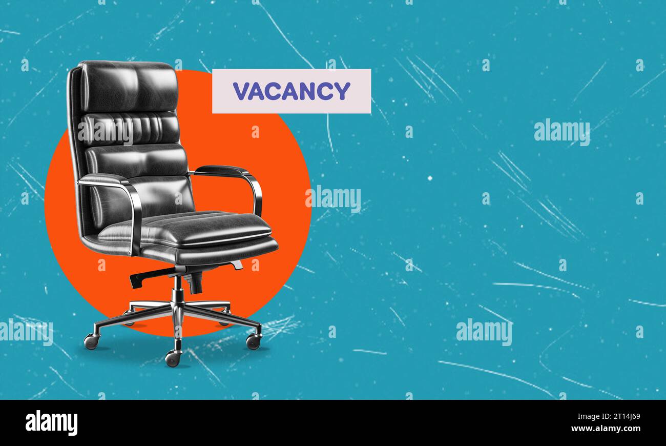 Contemporary art collage depicting an empty office chair and a vacant ...