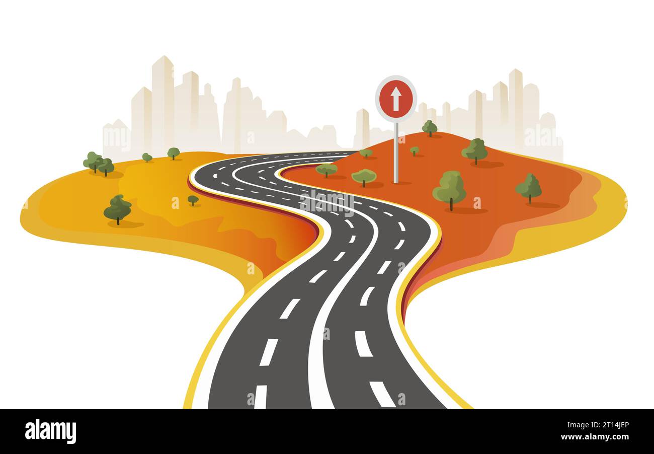 Road to infinity, vacation trip, banner horizon road sky. Vector ...