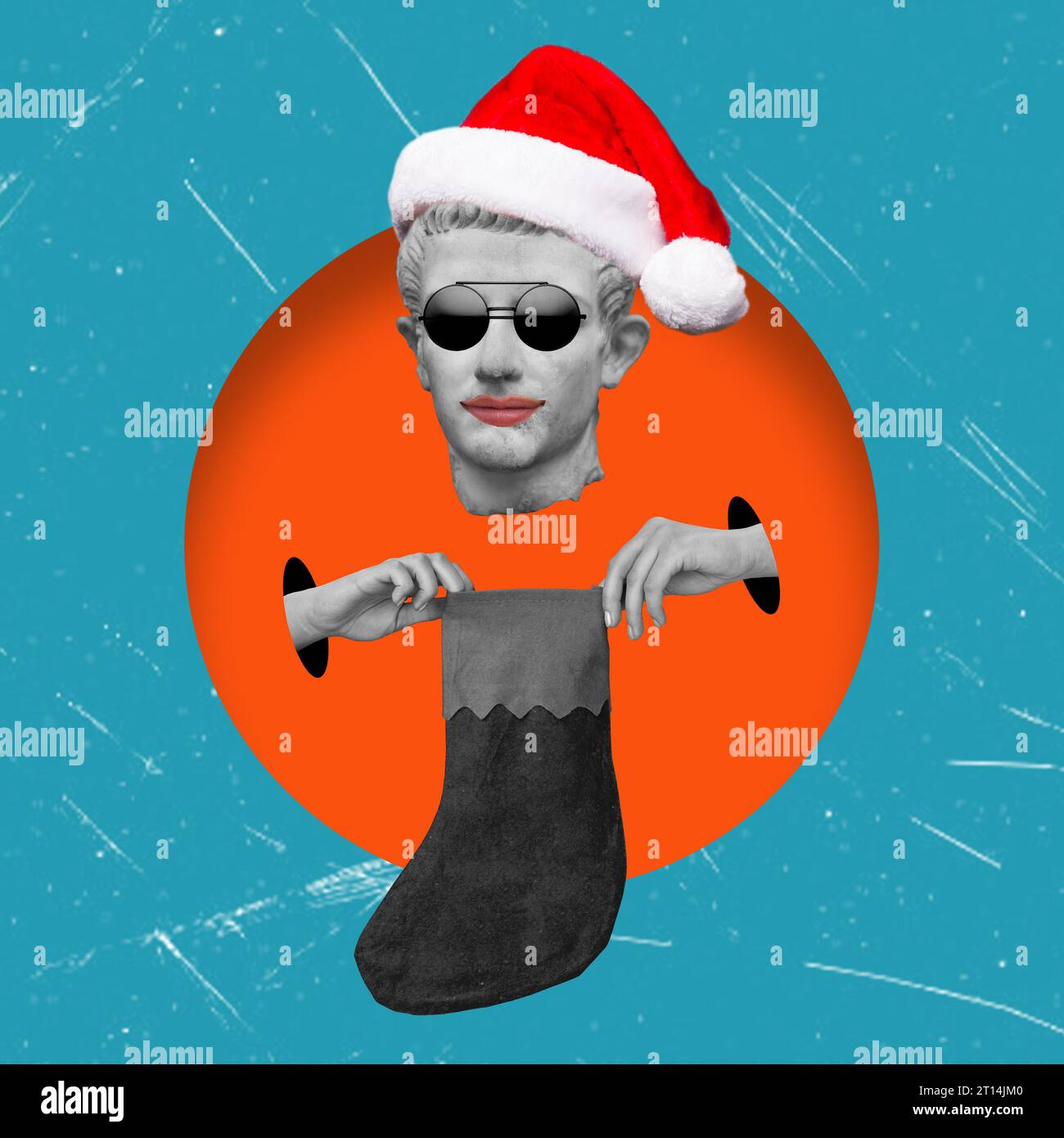 Modern Artistic Collage featuring handcrafted knitted socks, a plaster ...