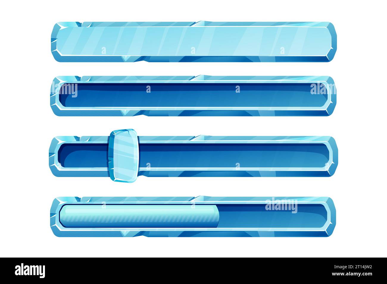 Set slider ice interface button, frozen panel for game level in cartoon ...