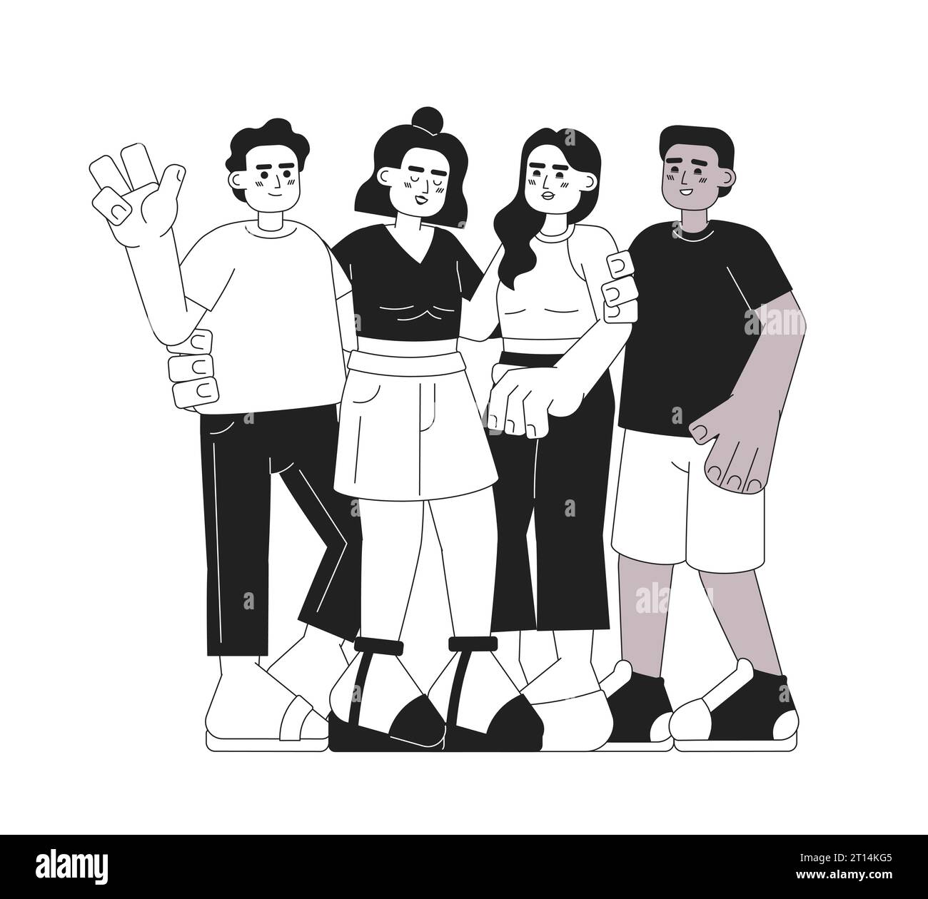 Friends community monochromatic flat vector characters Stock Vector ...