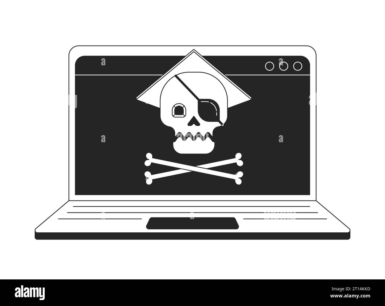 Online piracy on laptop bw concept vector spot illustration Stock ...