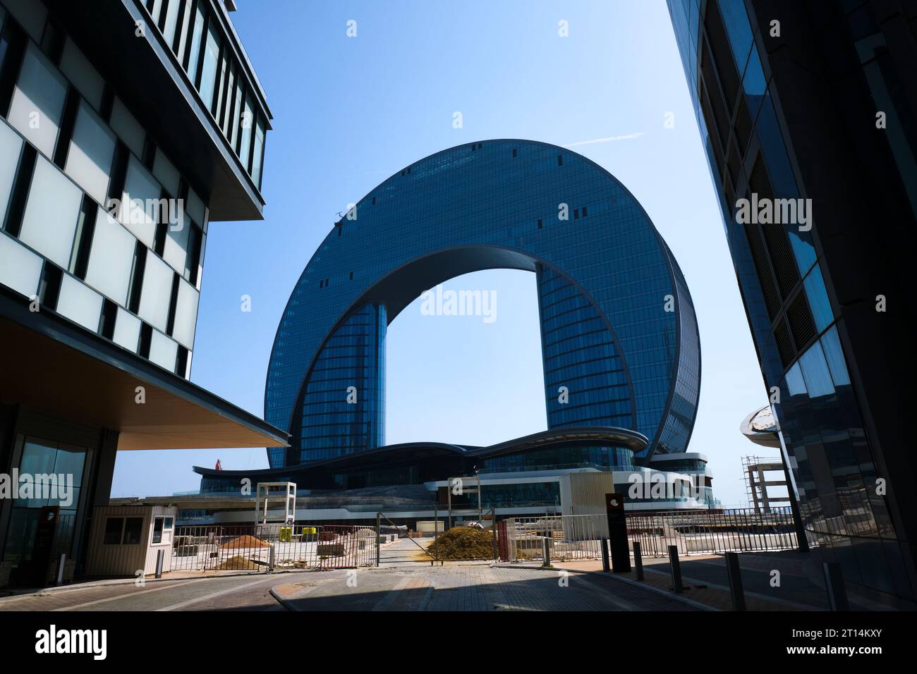 A view of the unfinished Crescent Bay circular mixed use, iconic ...