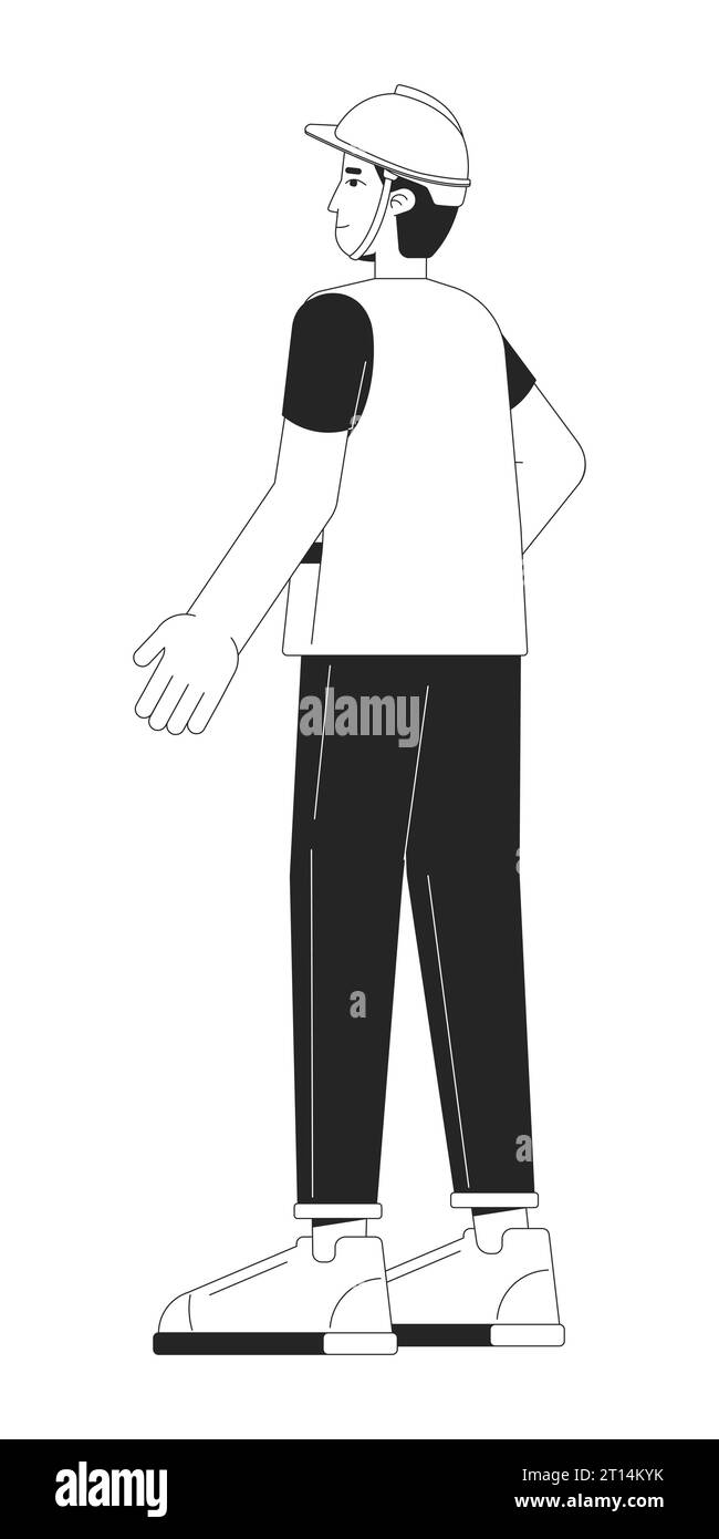 Back view man engineer drawing Stock Vector Images - Alamy