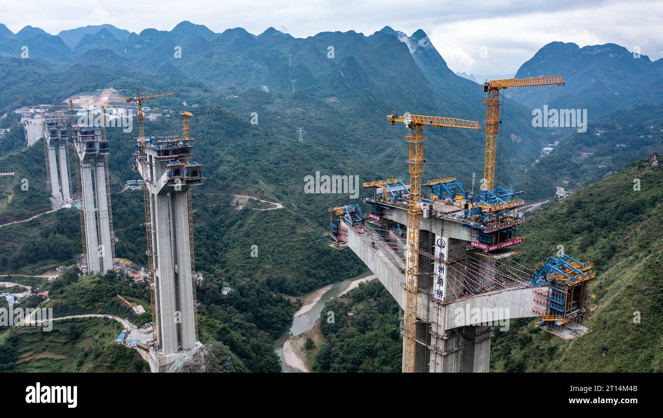 Liupanshui. 9th Oct, 2023. This aerial photo taken on Oct. 9, 2023 ...