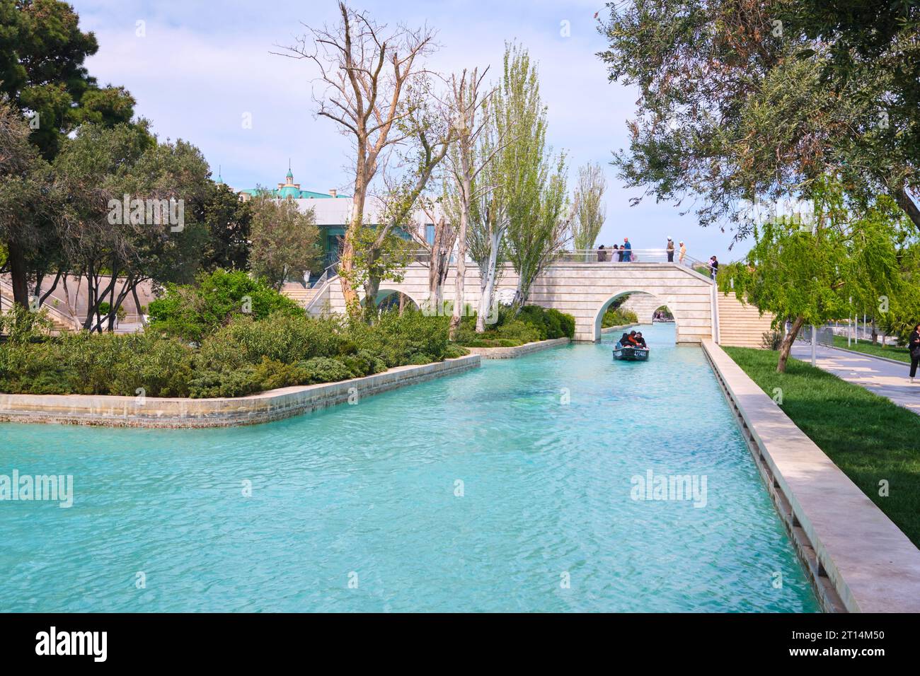 A view of boaters on the Mini-Venice canal park, ride, near the Carpet ...