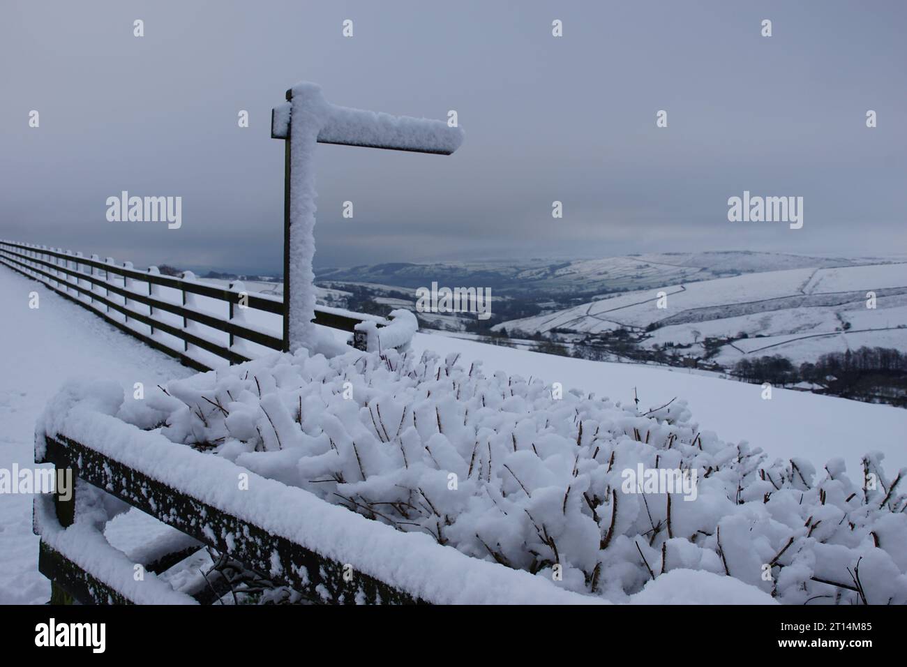 Snowy Winter Wonderland in Lothersdale with the Footpath Sign covered ...