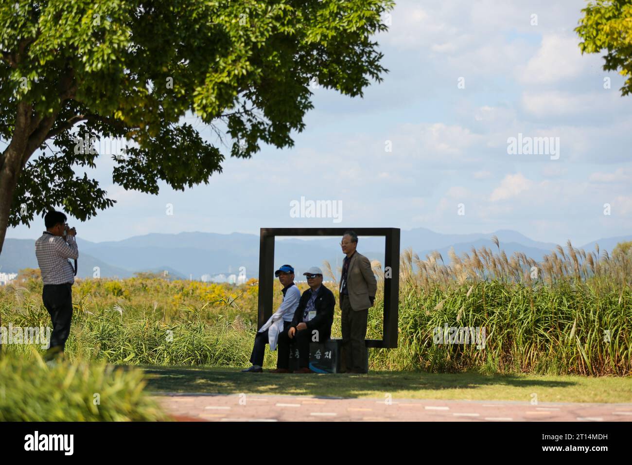 Suncheon, South Korea. 11th Oct, 2023. Tourists take photos at Suncheon ...