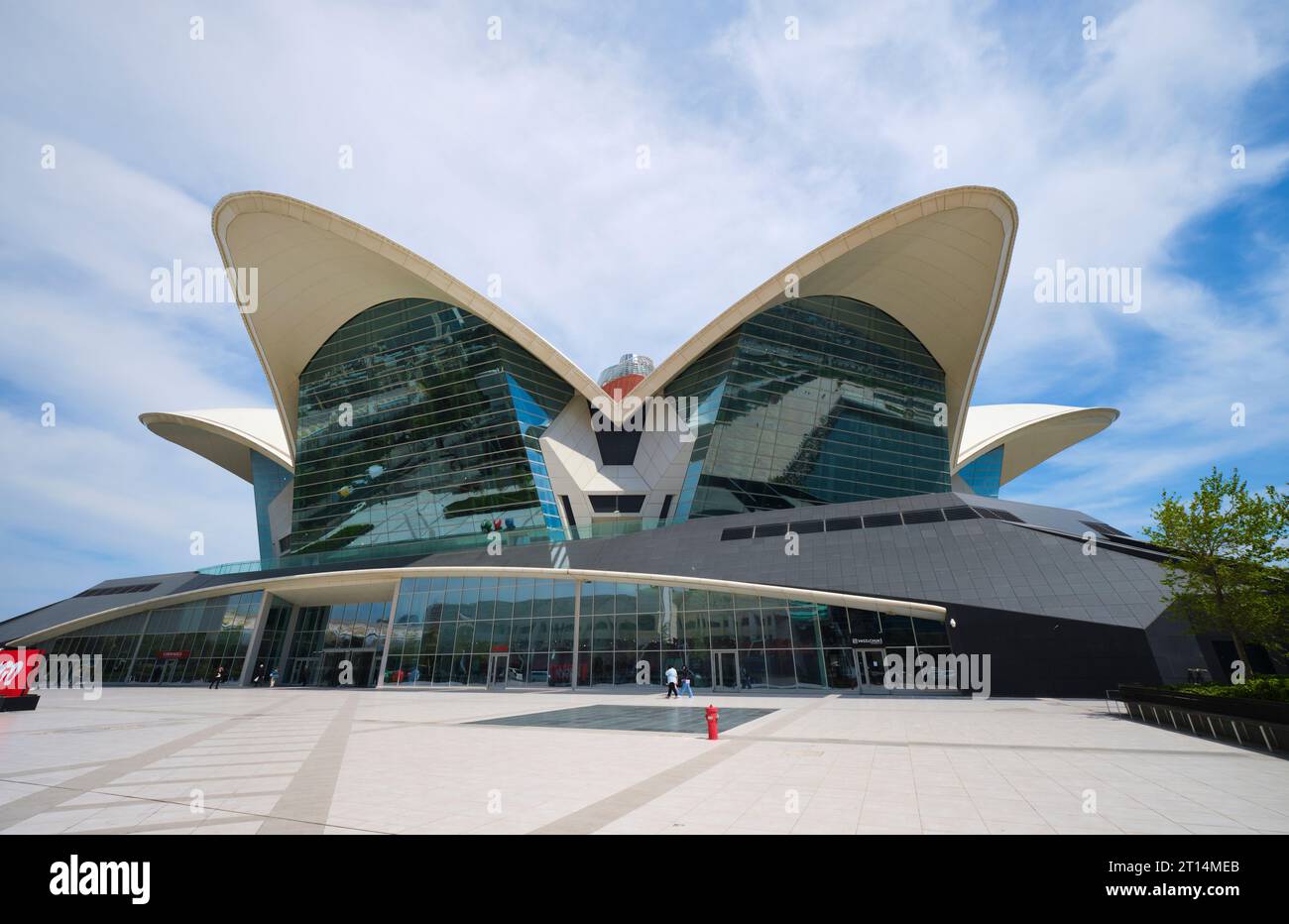 An exterior view of the iconic, sail-like facade of the Deniz shopping ...