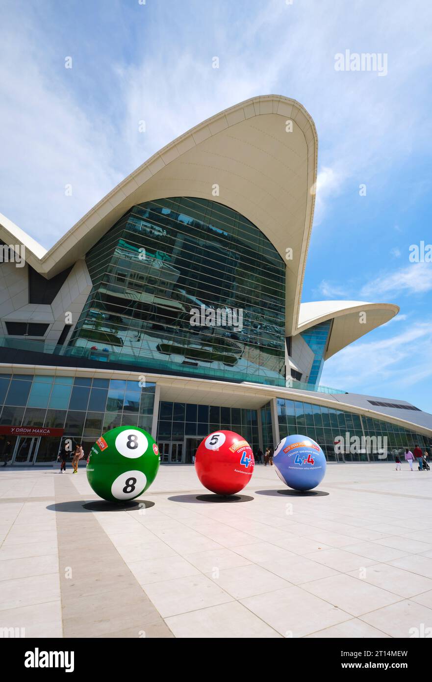 An exterior view of the iconic, sail-like facade of the Deniz shopping ...