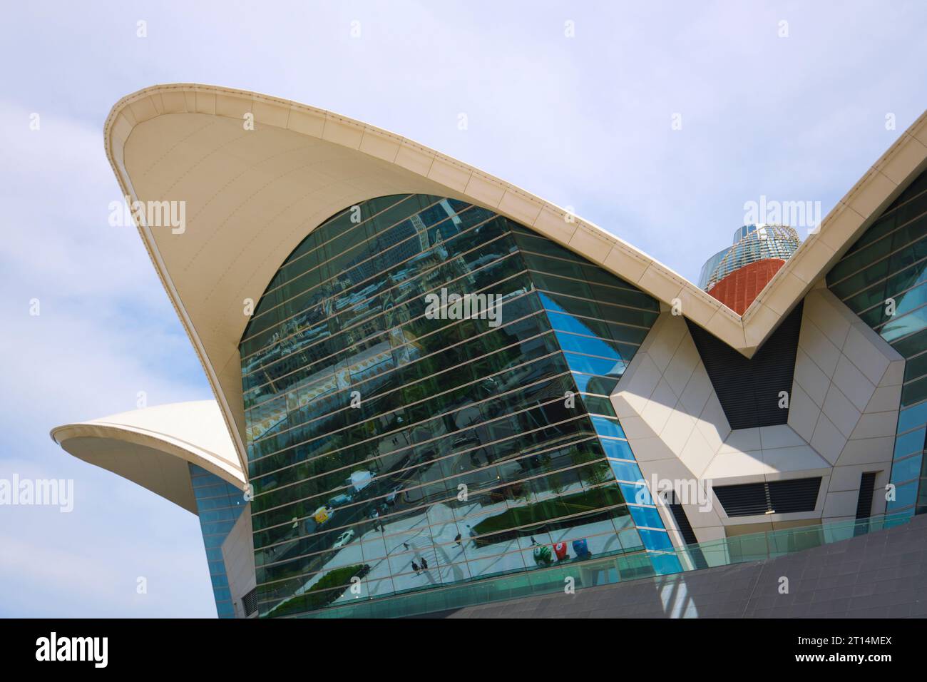 An exterior view of the iconic, sail-like facade of the Deniz shopping ...