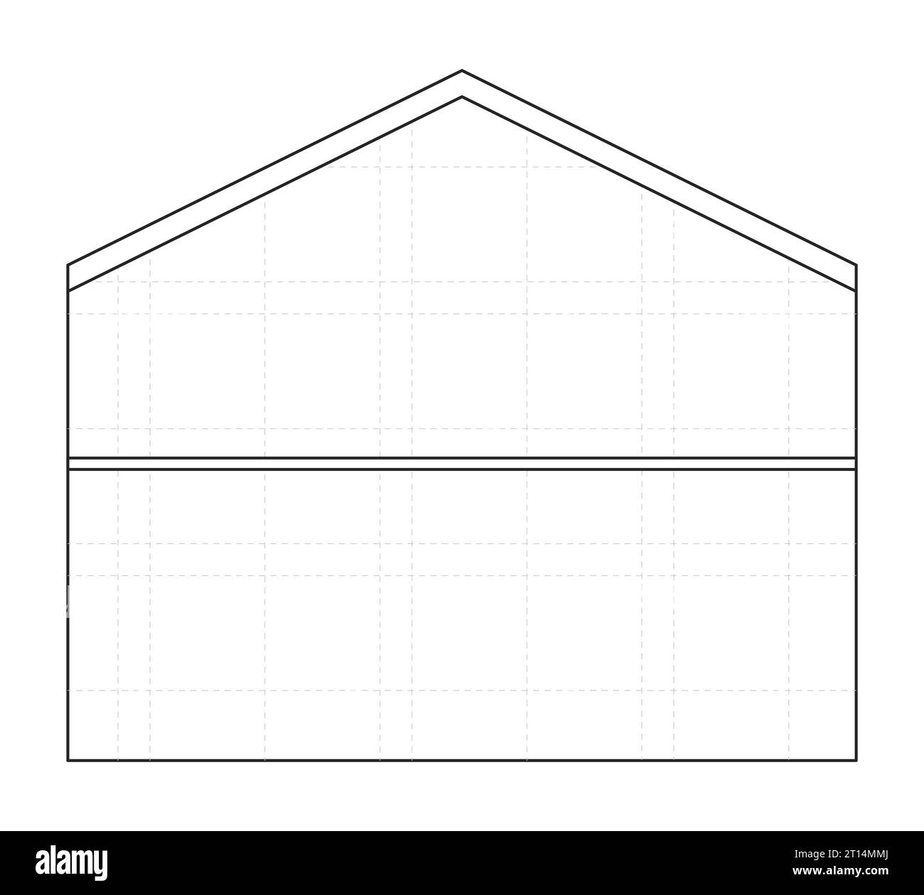 Blueprint House Frame Black And White 2d Line Cartoon Object Stock