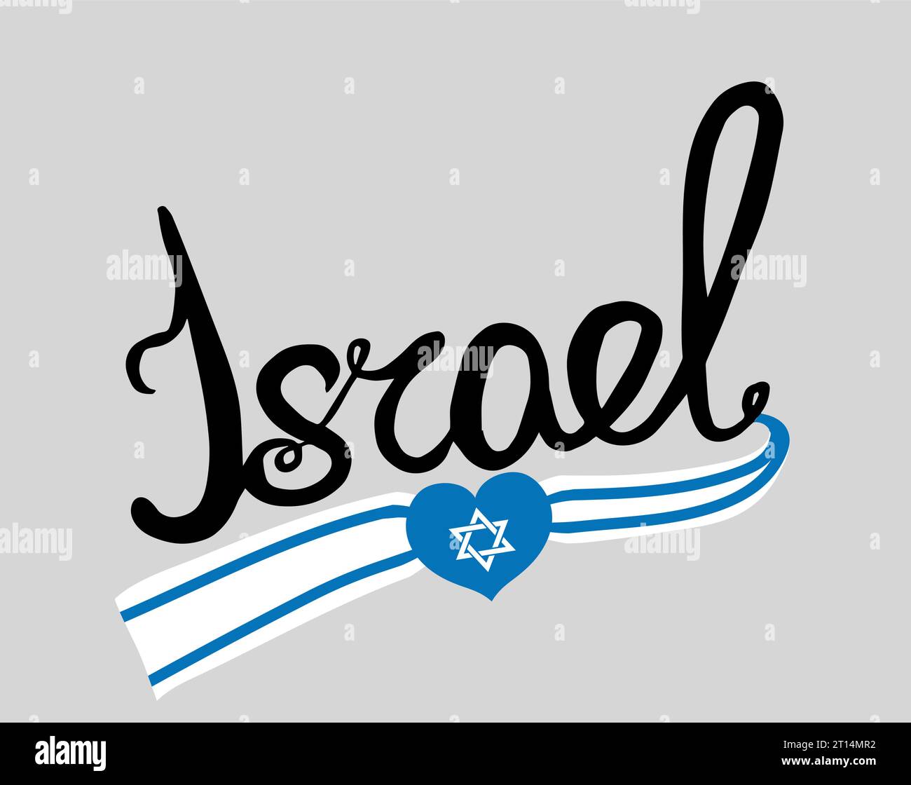 Israel handwritten flag ribbon typography lettering logo label banner ...