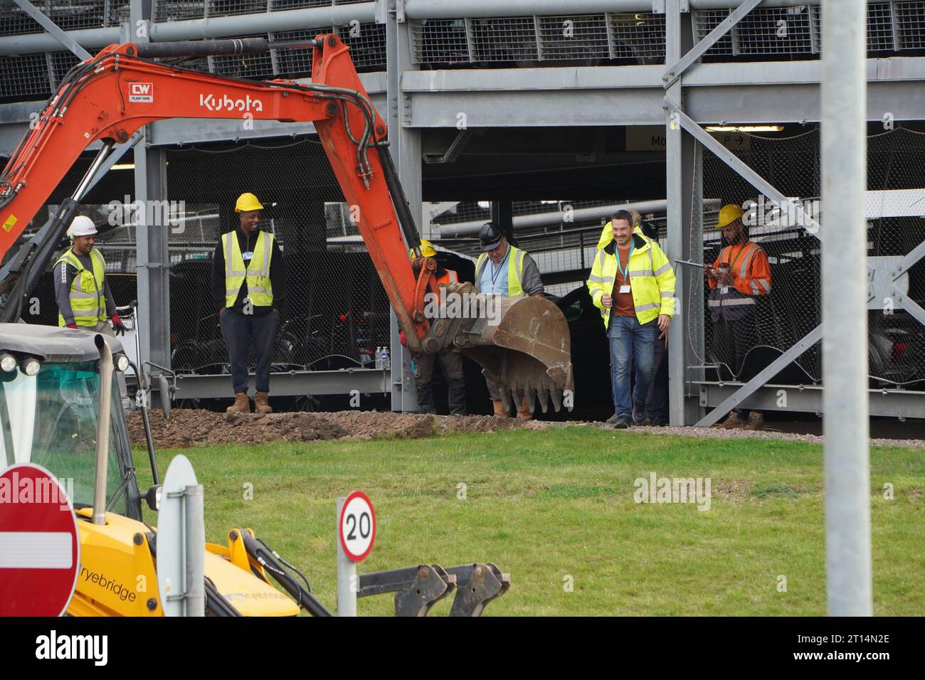 The scene following a fire at a multi-storey car park at Luton Airport ...