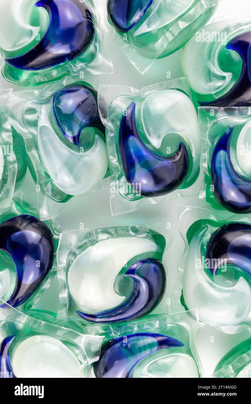 A collection of capsules with detergent for the washing machine ...