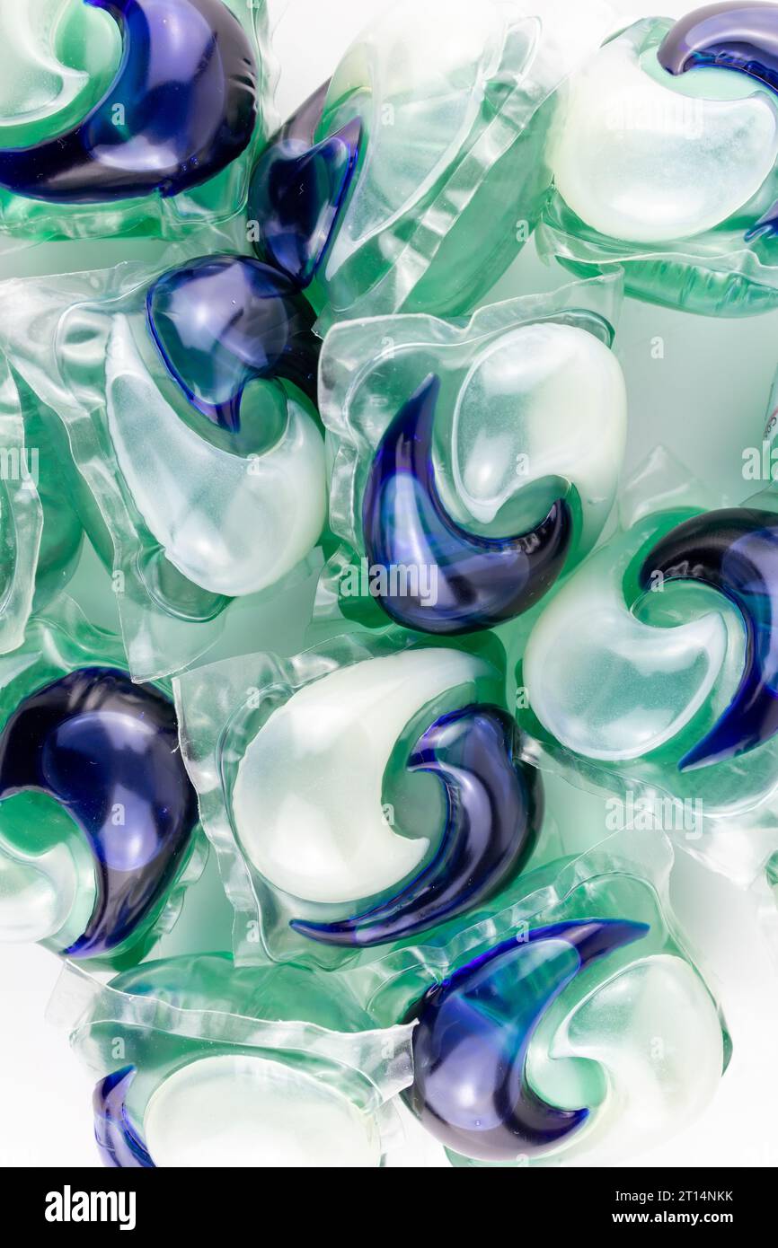 A collection of capsules with detergent for the washing machine ...