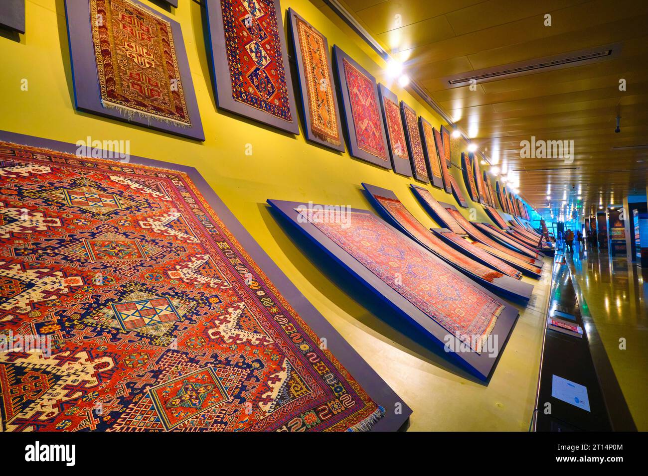 Interior view in the display galleries of various carpet examples on ...