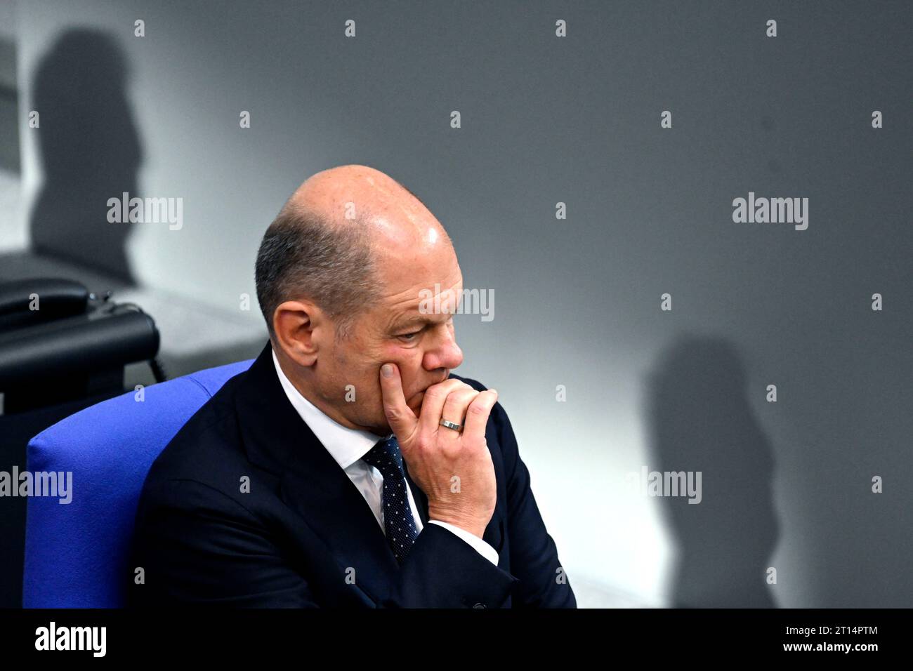 German Chancellor Olaf Scholz attends a minute of silence at the German ...