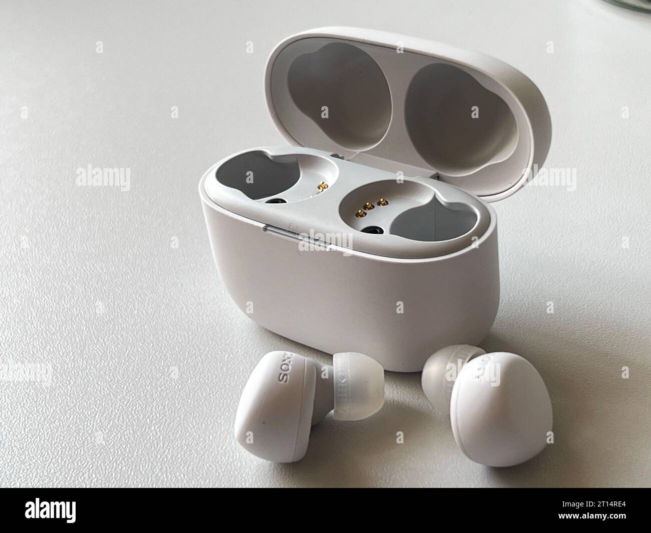 A closeup of Sony wireless earbuds Stock Photo - Alamy