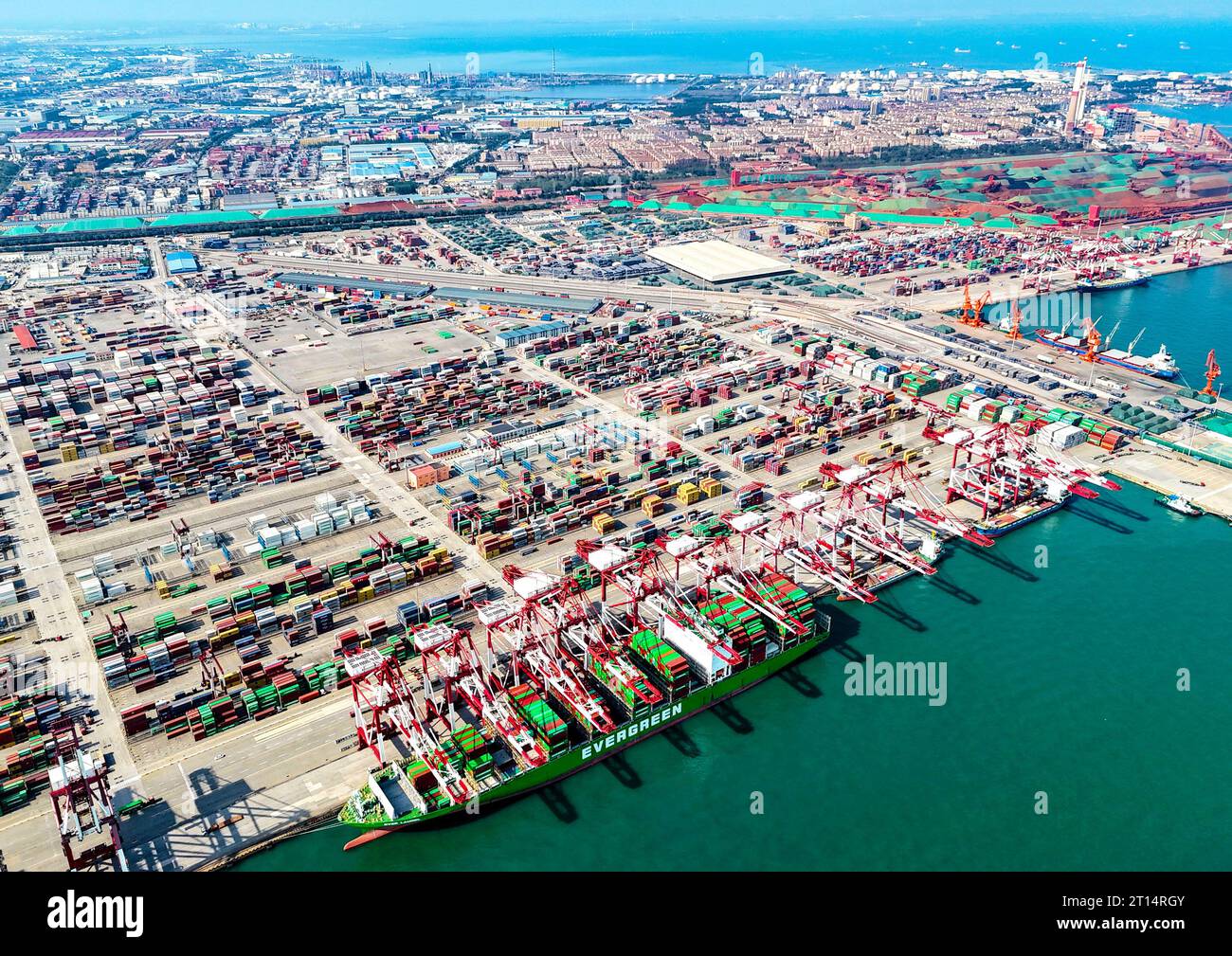 QINGDAO, CHINA - OCTOBER 11, 2023 - Several cargo ships destined for ...