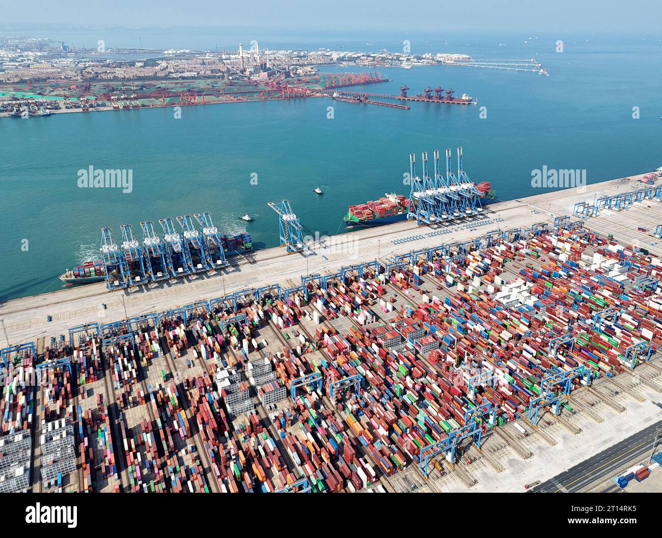 QINGDAO, CHINA - OCTOBER 11, 2023 - Several cargo ships destined for ...