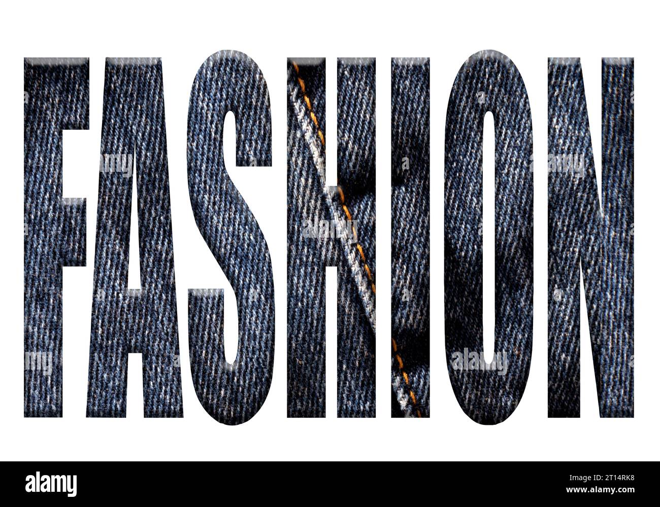 Digital composite. The word fashion with an overlay of denim fabric ...