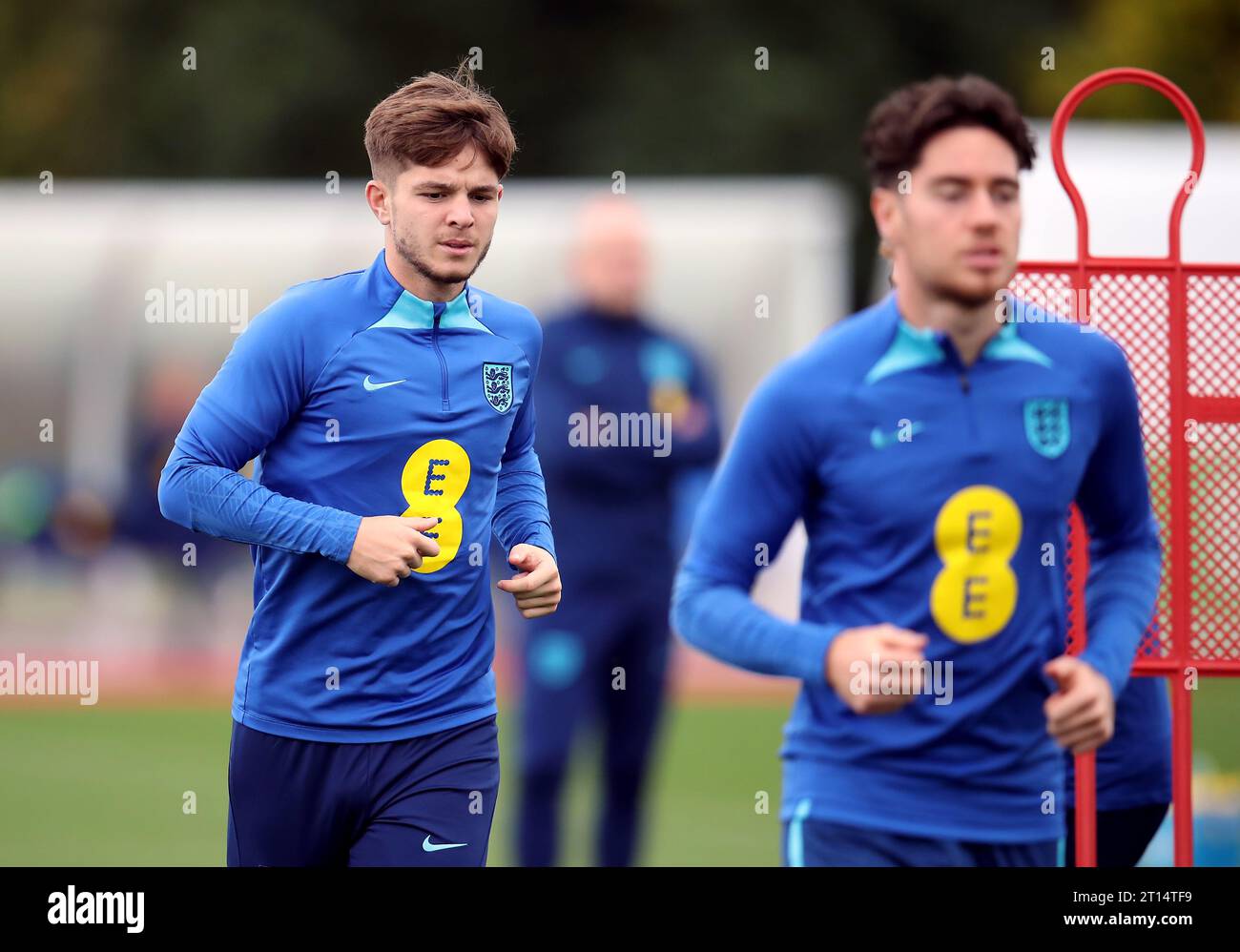 England's James McAtee during a training session at St. George's Park ...