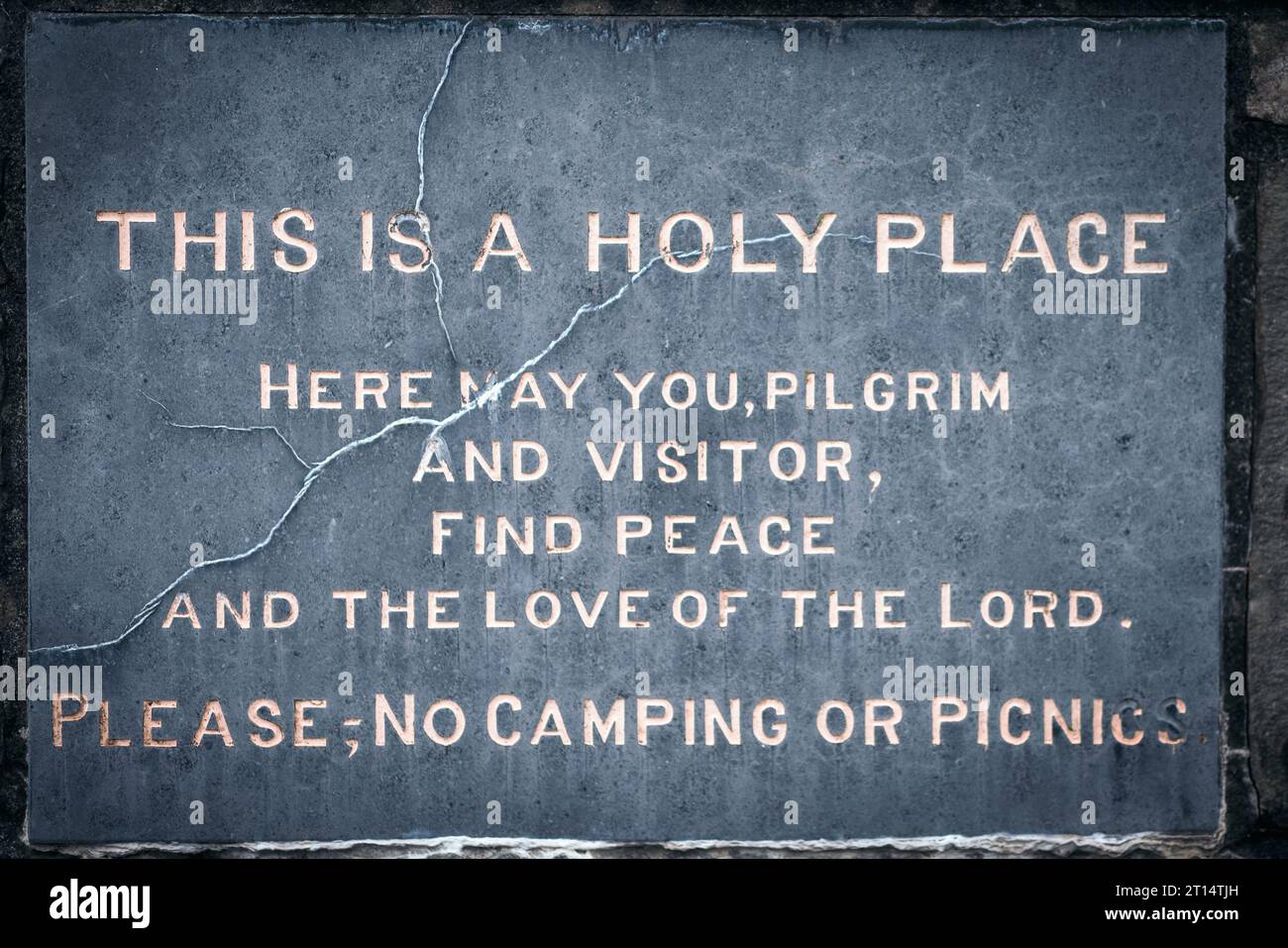 Information sign engraved into the stone at Gougane Barra, Cork ...