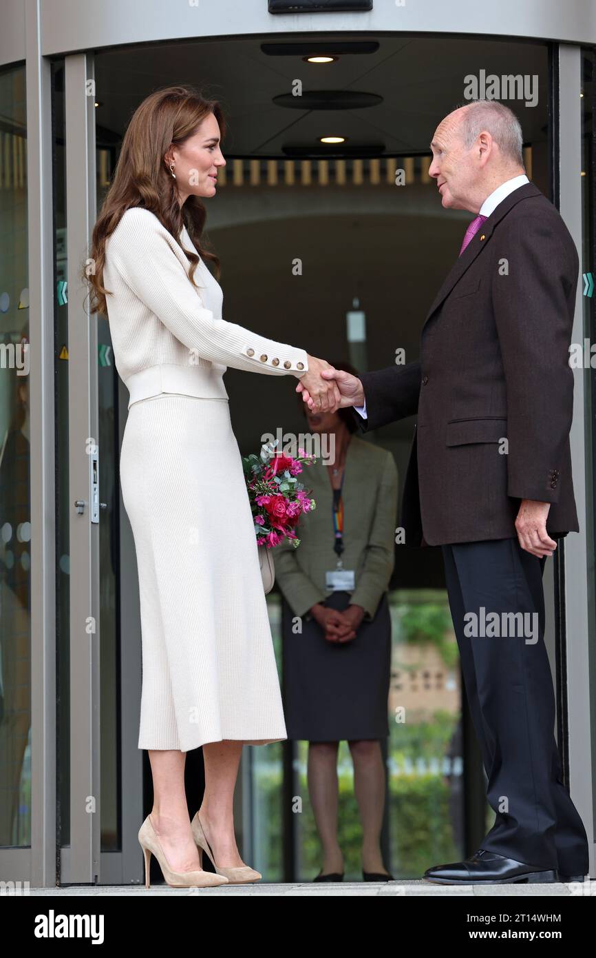 The Princess of Wales shakes hands with John Peace, Lord-Lieutenant of ...