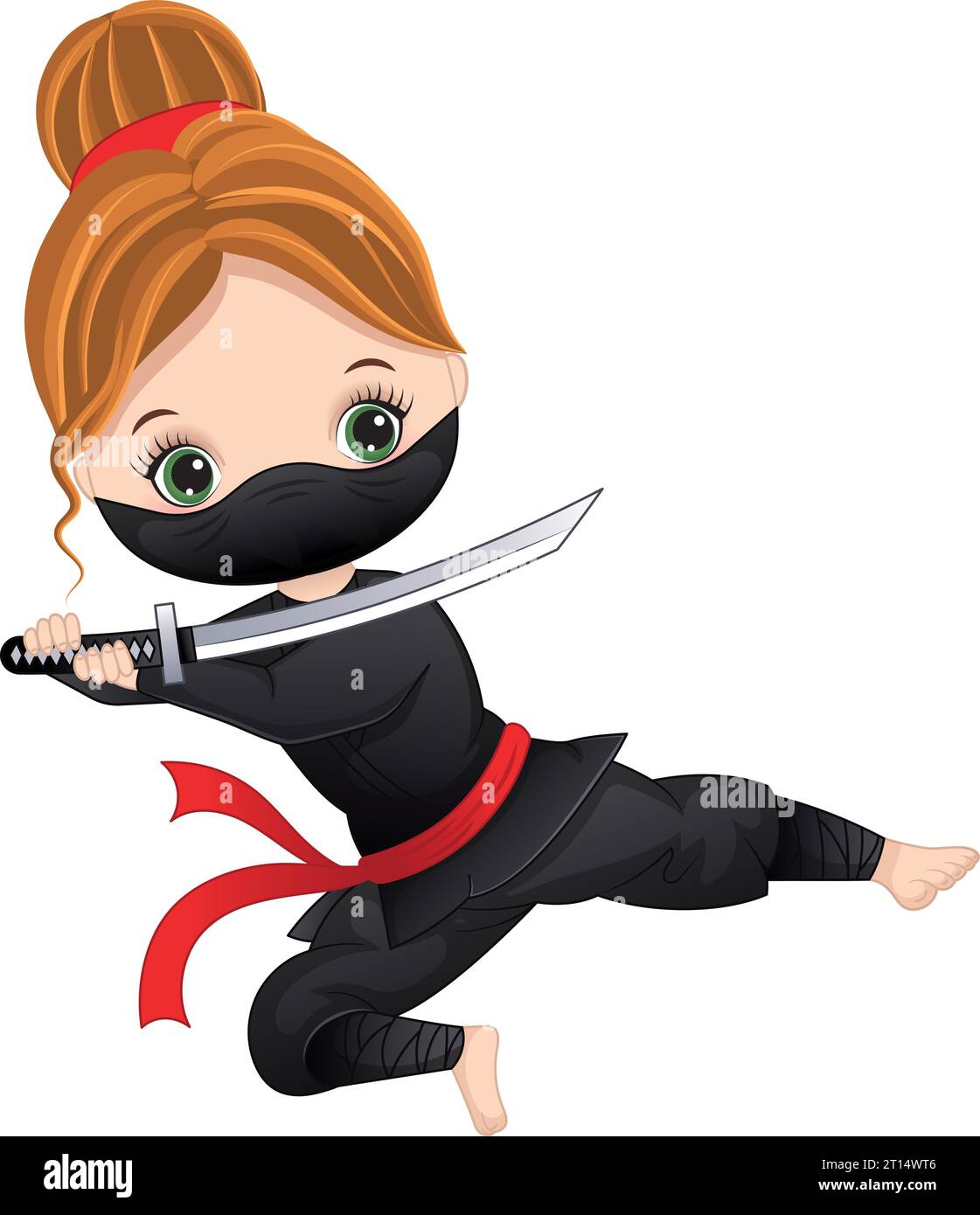 Vector Cartoon Little Girl Dressed as Ninja Stock Vector Image & Art ...
