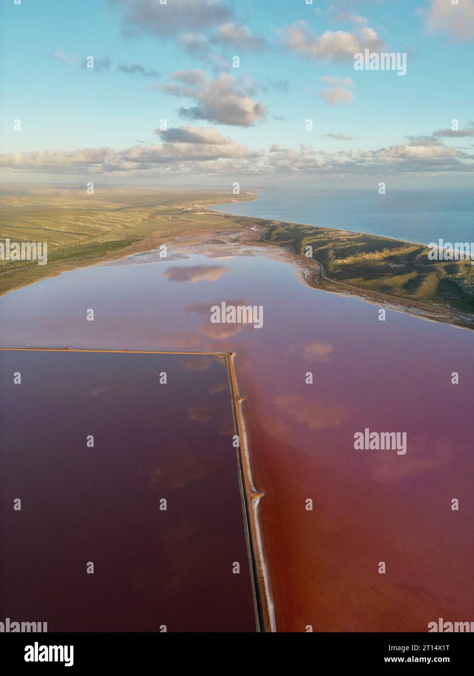 An aerial view of Hutt Lagoon Port Gregory in Western Australia's Coral ...