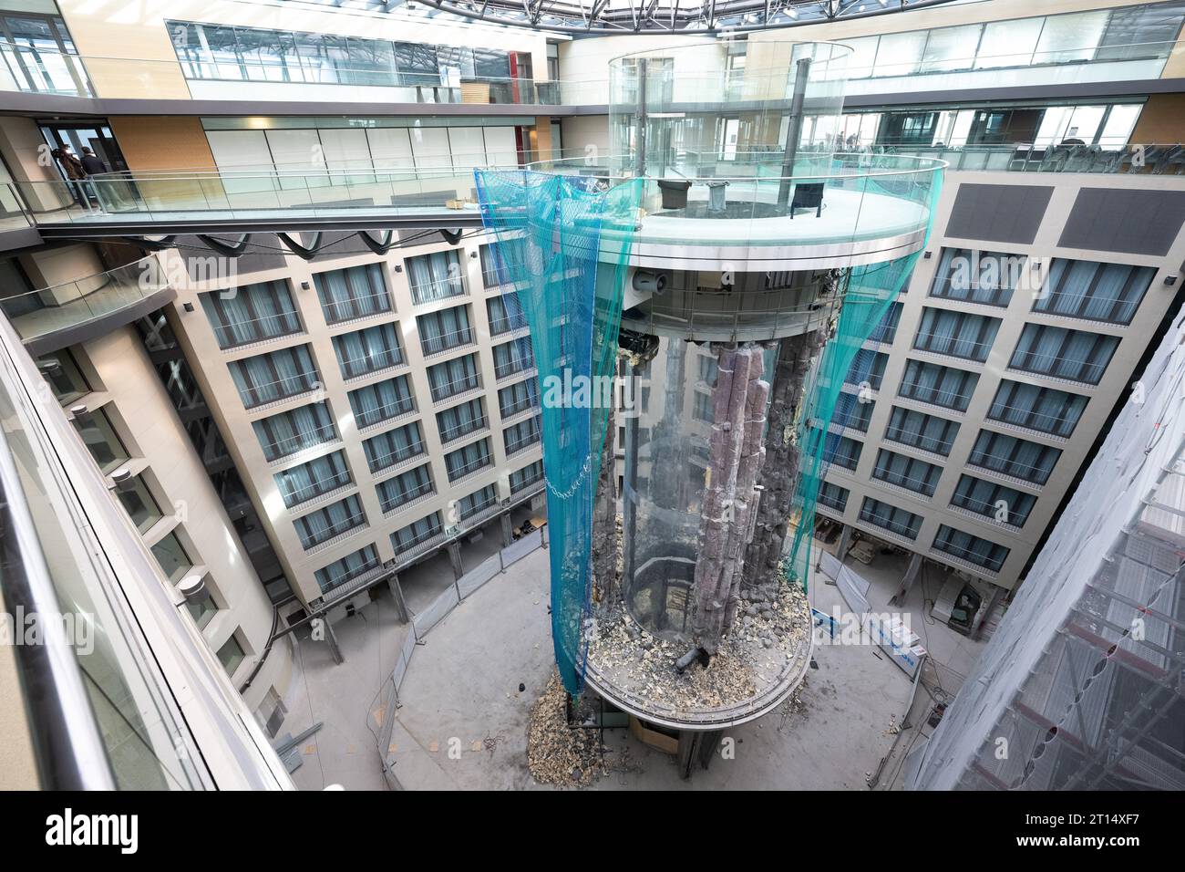 Berlin, Germany. 11th Oct, 2023. A view of the destroyed Aquadom ...