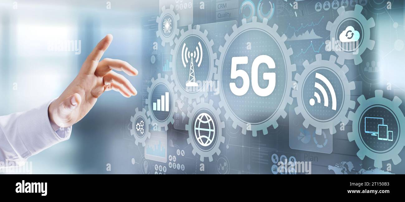 5G Fifth generation of mobile internet. Fast connection ...