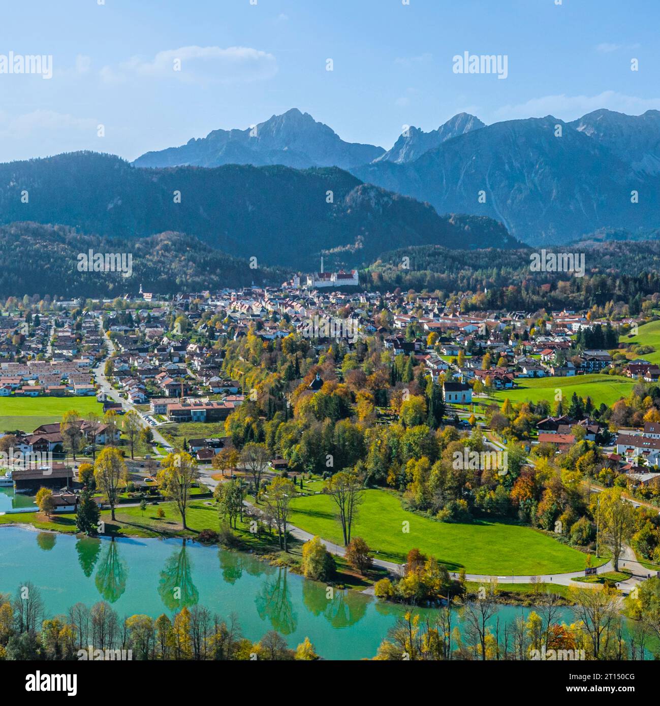 Beautiful view to the Eastern Allgaeu around the Festival Theatre on ...