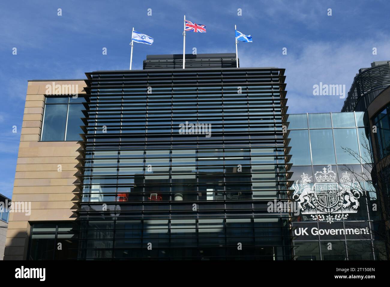 Edinburgh Scotland, UK 11 October 2023. The Israel flag above the UK ...